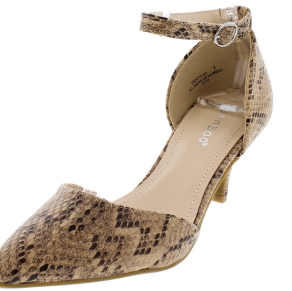 BAMBOO | Shoes | Faux Python Skin Plunging Pointy Toe Low Heel | Poshmark